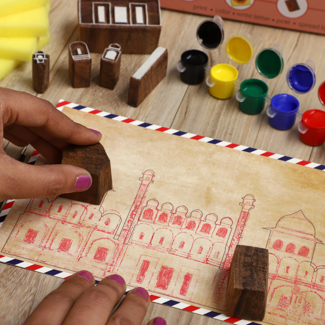 DIY Wooden Block Printing Craft kit Monuments of India - Red Fort ...